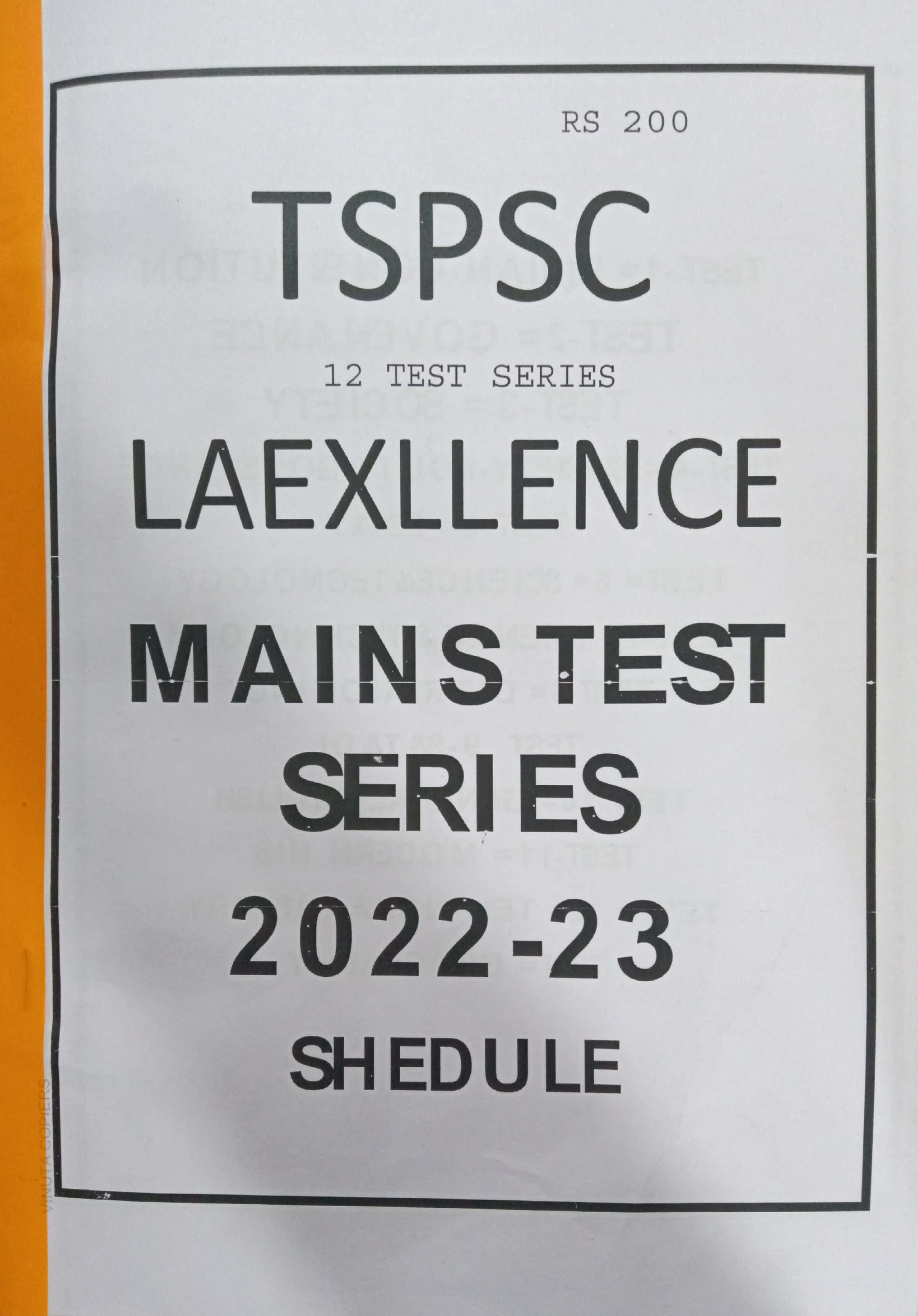 Shopeyard TSPSC LA EXCELLENCE MAINS TEST SERIES 1 12 TEST SERIES PART 